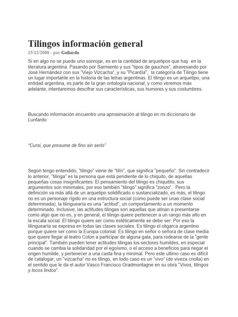 Definición y origen de "tilingo" | PDF
