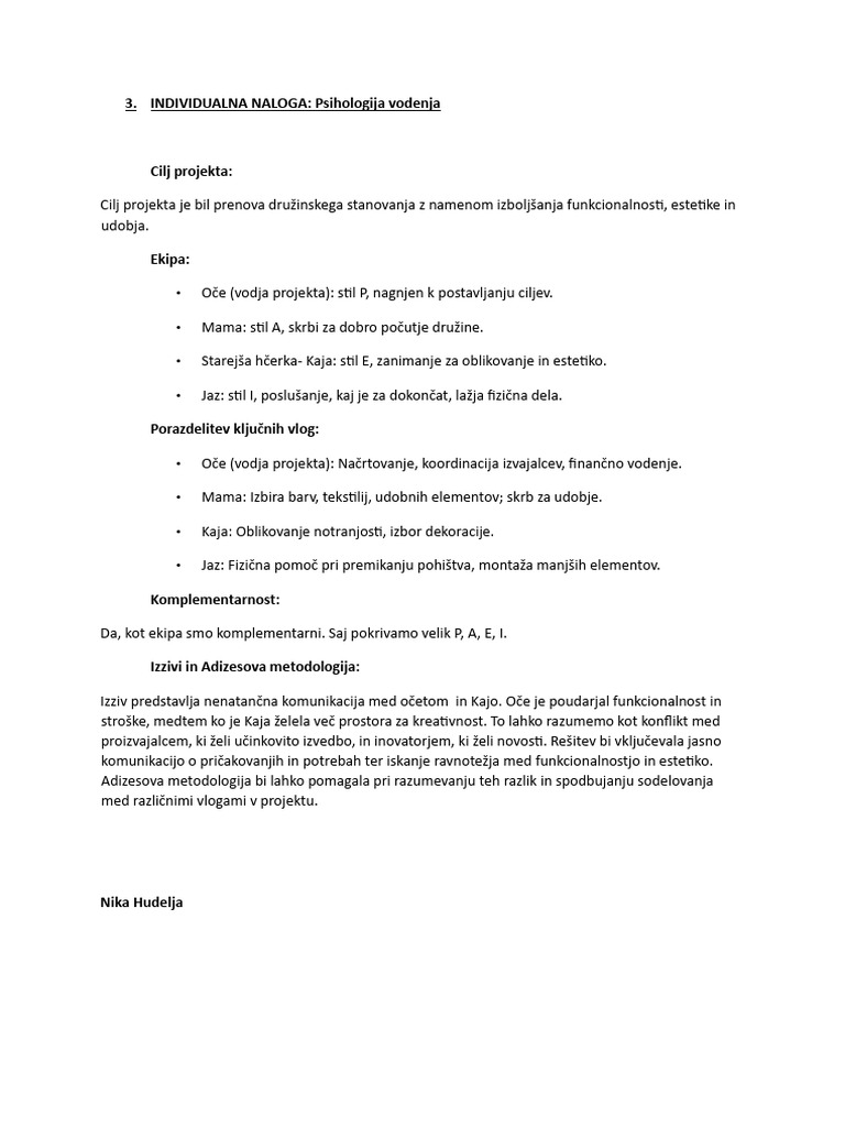 3 Individualna Naloga - Nika | PDF