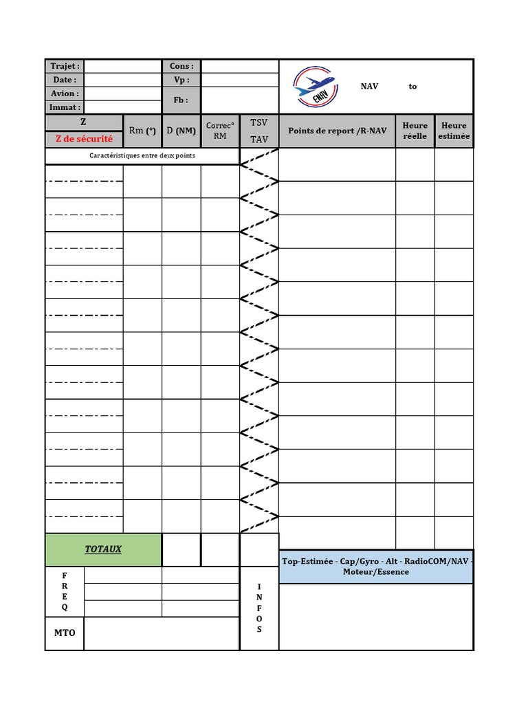 Log de navigation VFR à télécharger | PDF