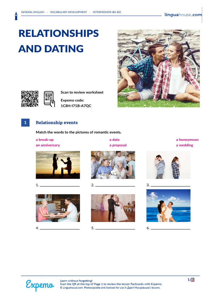 English Vocabulary for Dating | PDF | Marriage, Unions And Partnerships ...