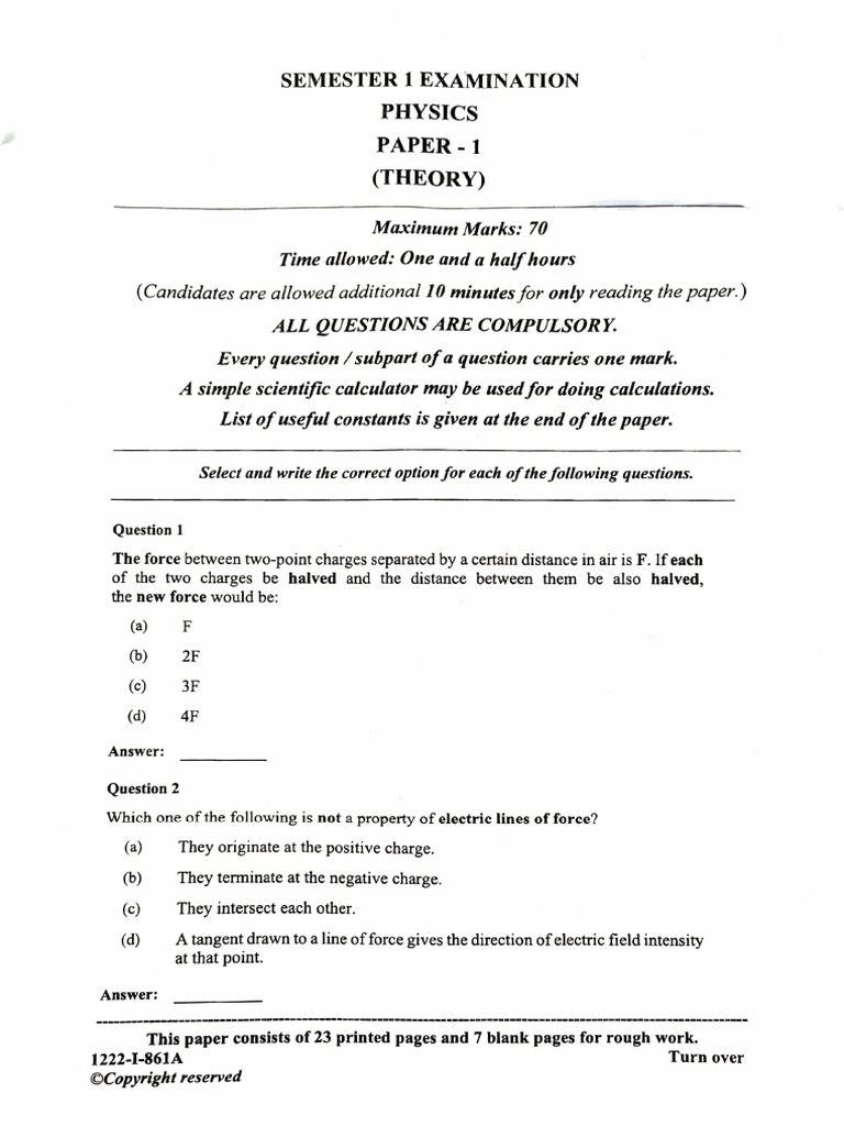 ISC Physics Sem 1 2022 | PDF | Electrical Resistance And Conductance ...