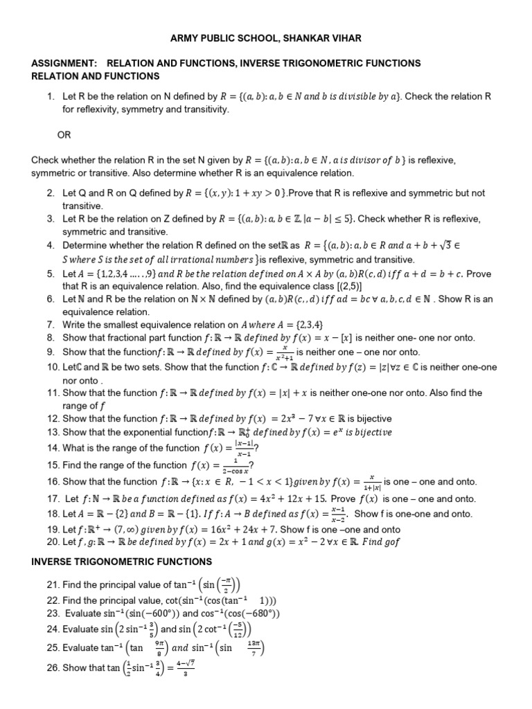 Assignment Relation and ITF | PDF | Symmetry | Function (Mathematics)