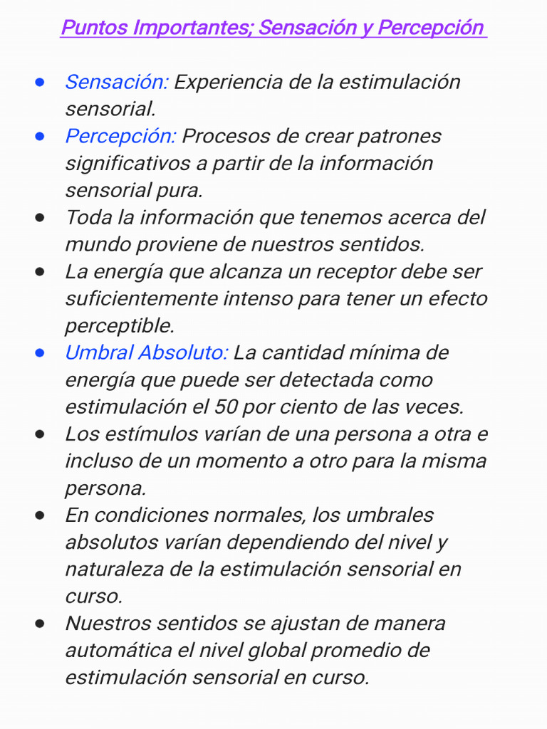 Sensación y Percepcion | PDF