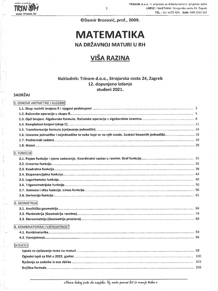 Trinom Mat+Hrv+Eng A 2021 | PDF