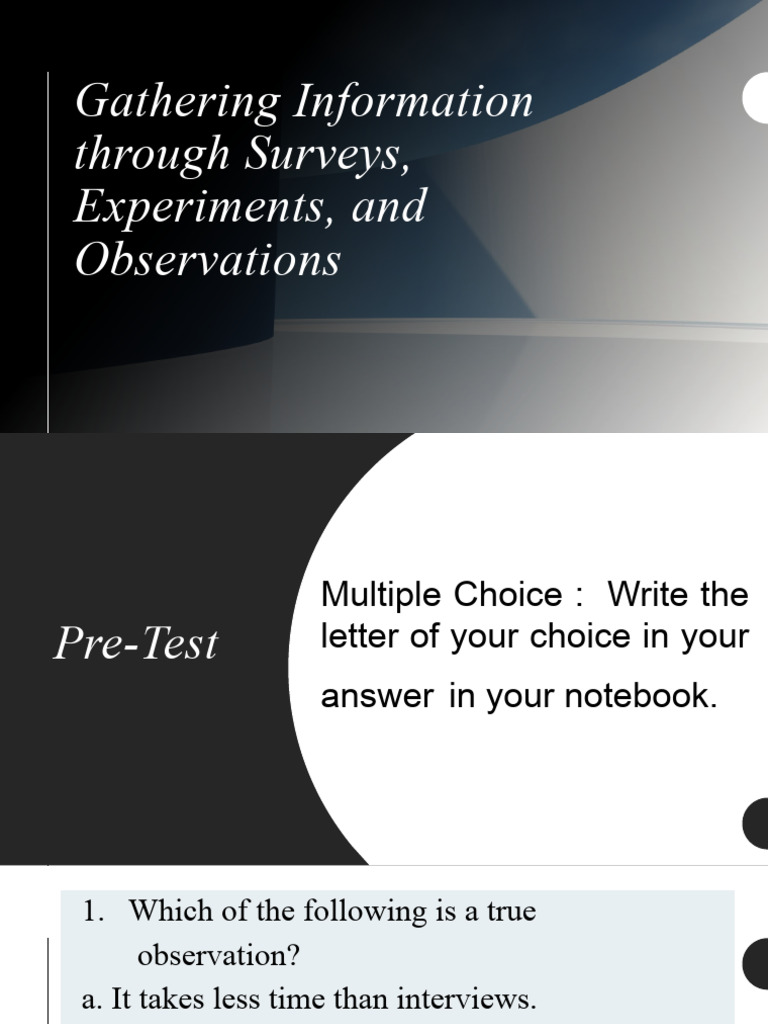 Gathering Information Through Surveys, Experiments, and | PDF