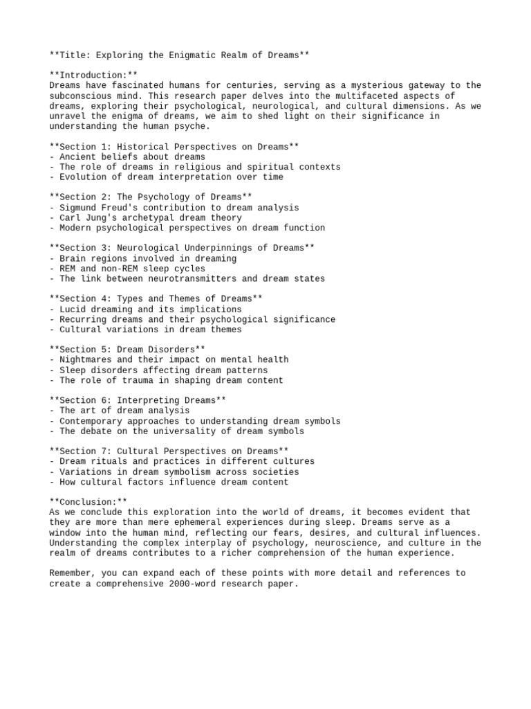 Exploring The Enigmatic Realm of Dreams | PDF