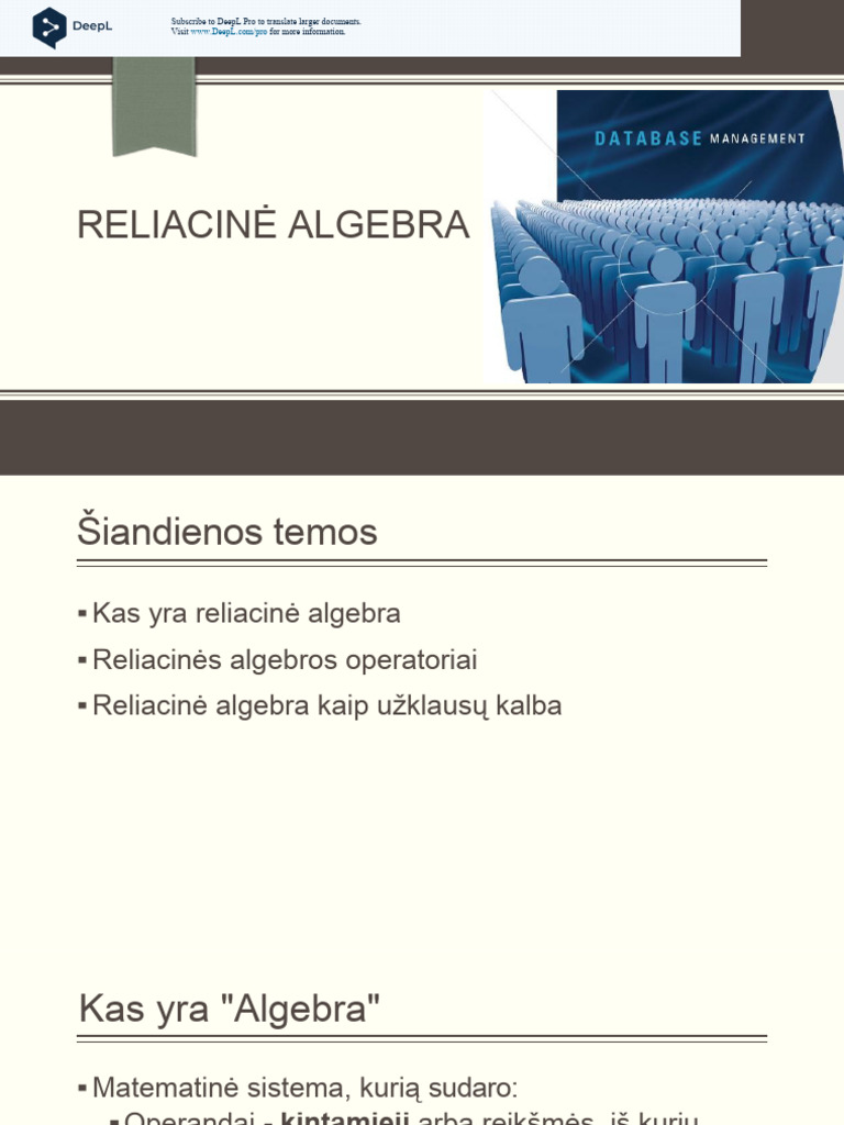 Relational Algebra 1 LT | PDF