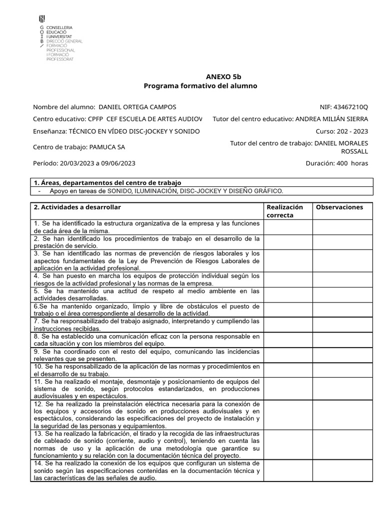 ANEXO - 5b - Programa - Formativo - Especifico DANIEL ORTEGA | PDF