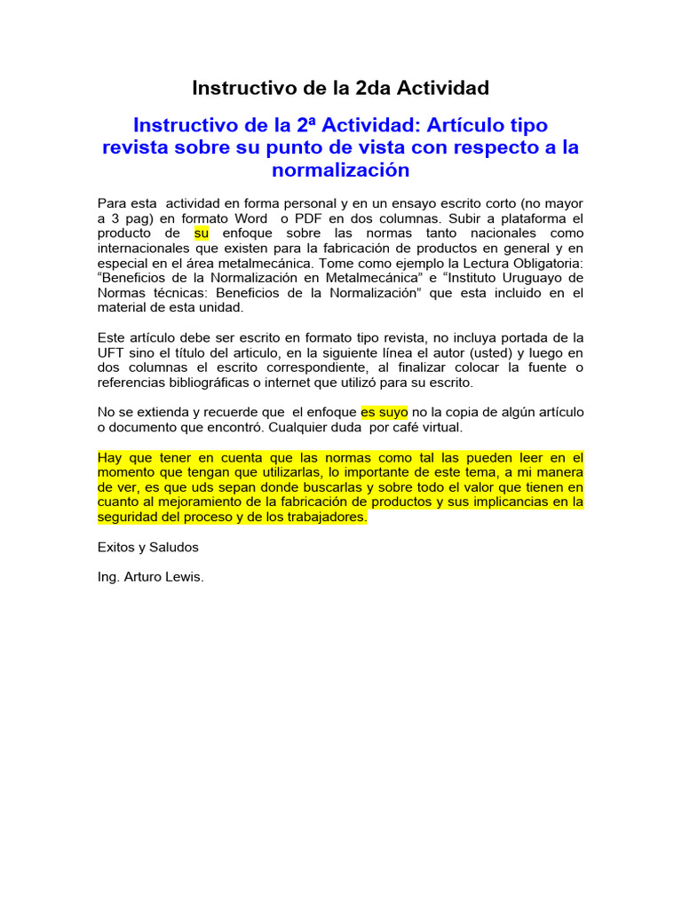 Instructivo de La 2da Actividad | PDF