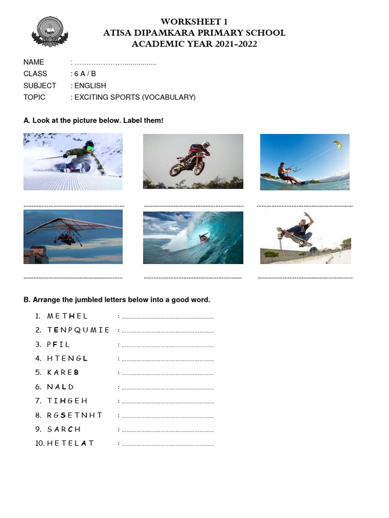 Worksheet 1 Grade 6 | PDF | Sports & Recreation | Games & Activities
