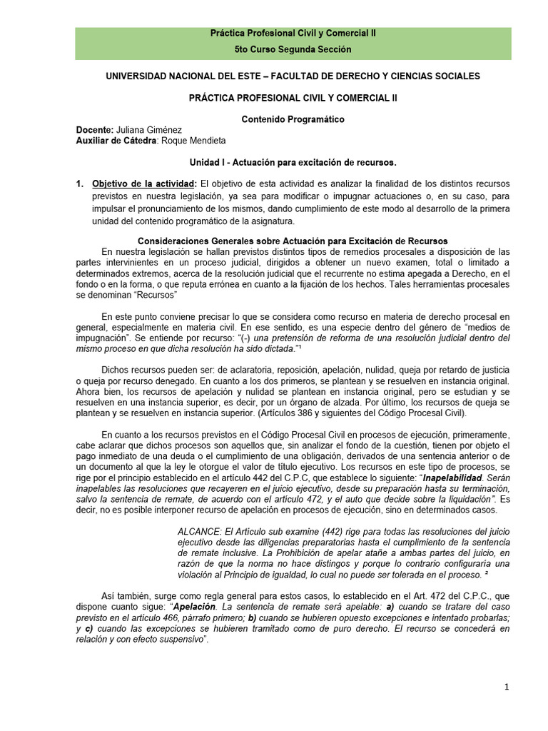 Práctica Prof. Civil y Com. II | PDF