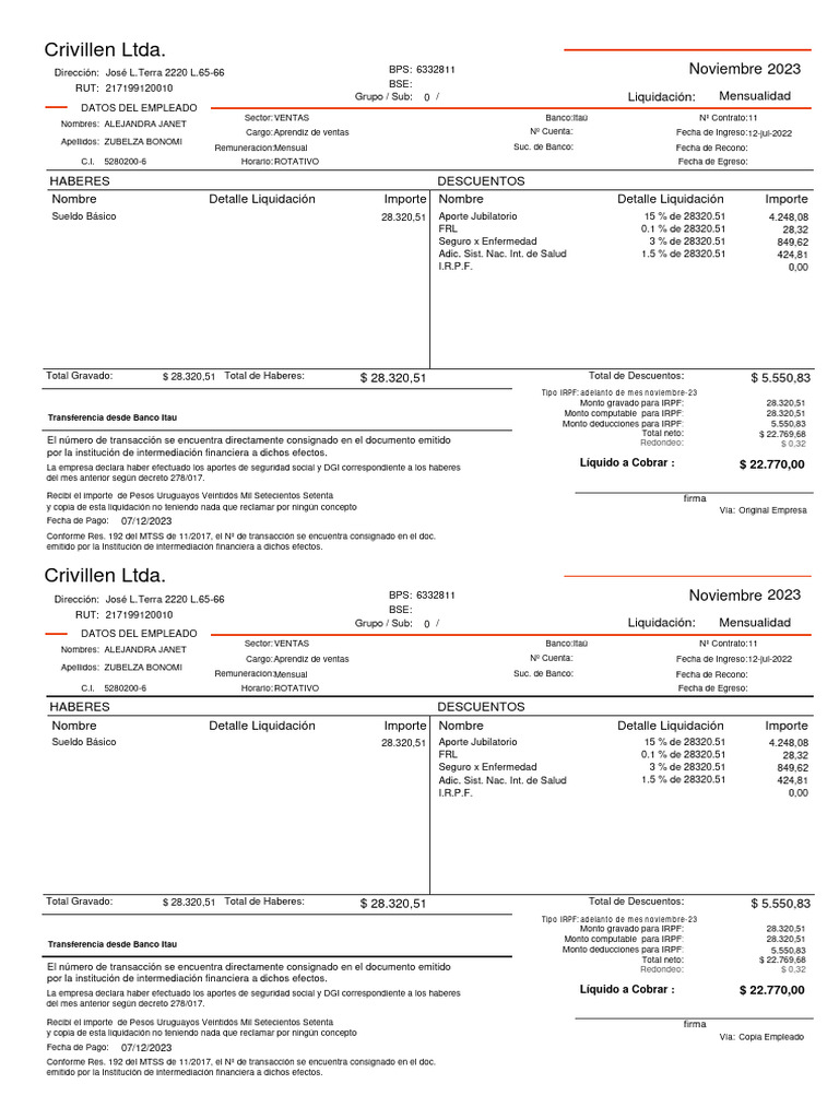 Recibo 2023 | PDF | Bancos | Economias