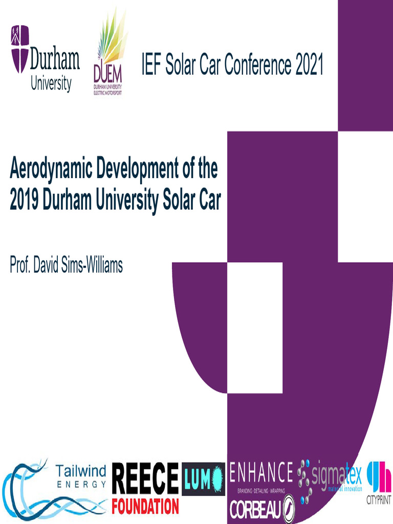 Aerodynamic Development of The 2019 Durham University Solar Car | PDF