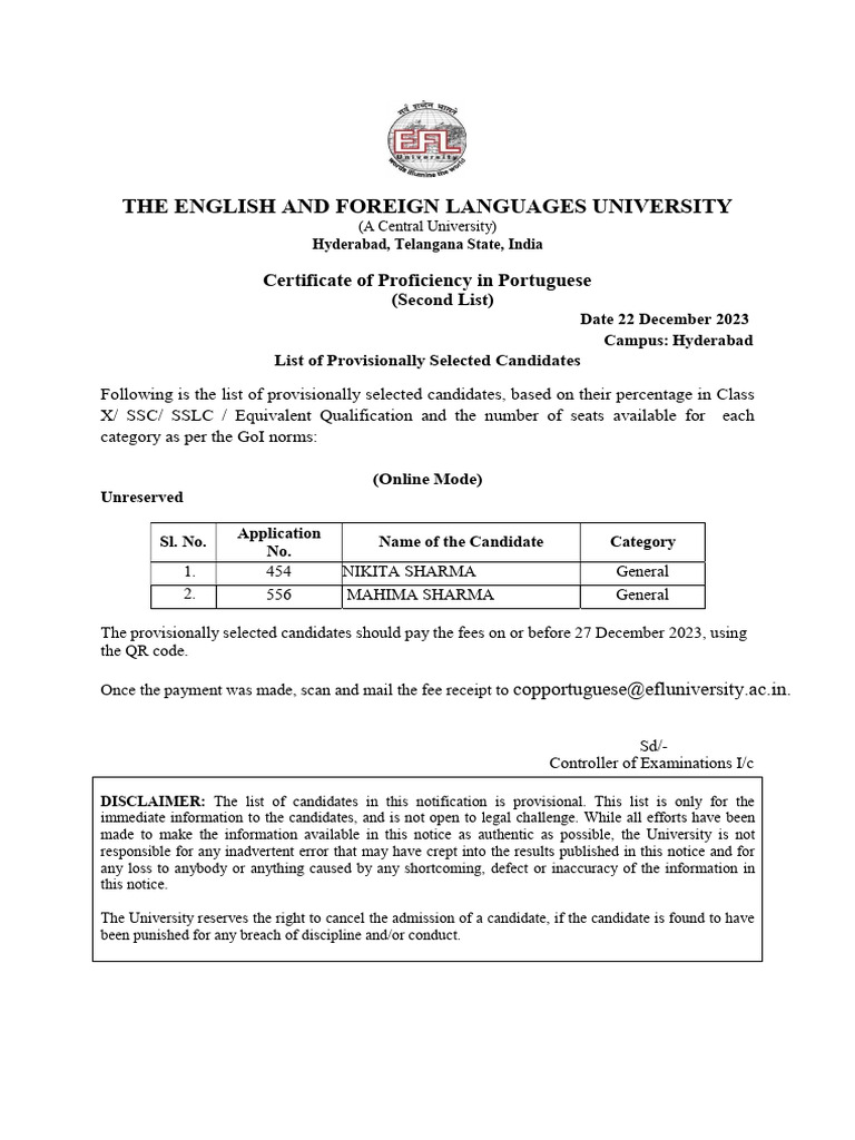 Certificate of Proficiency in Portuguese | PDF