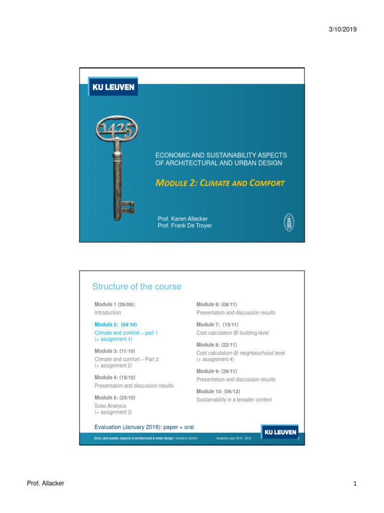 EC&Sus - Module 2 - Climate and Comfort Part 1 2019-2020 | PDF