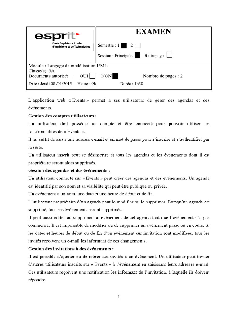 Examen UML 2015 | PDF Examen UML 2015 | PDF