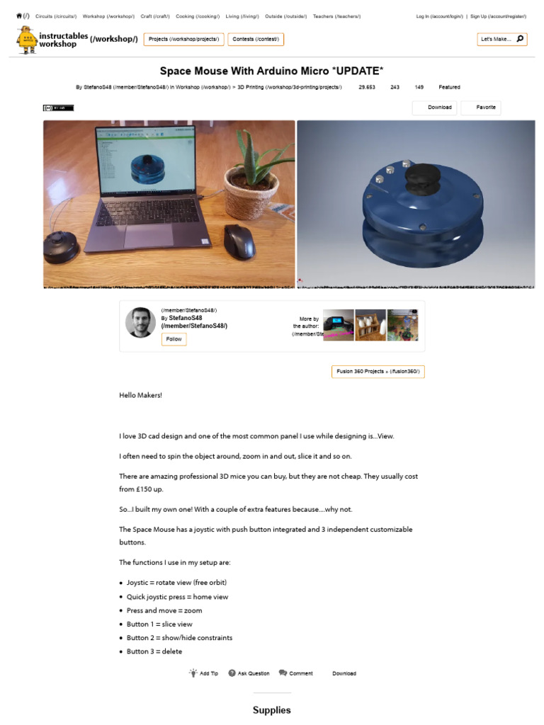 Space Mouse With Arduino Micro - UPDATE - 4 Steps (With Pictures) - Instructables | PDF