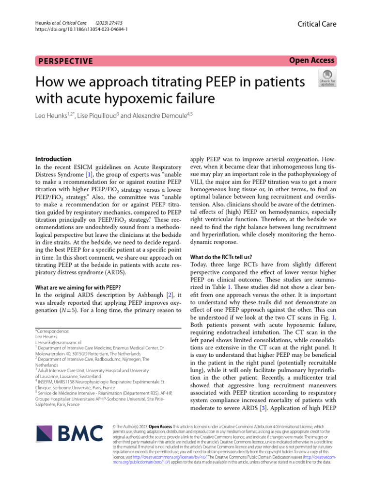 How We Approach Titrating PEEP in Patients With Acute Hypoxemic | PDF ...