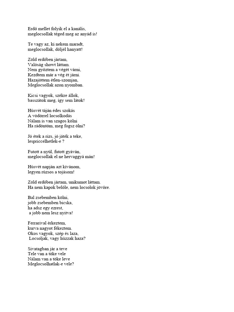 Locsoló Versek | PDF