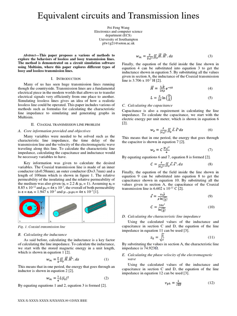 Equivalent Circuits and Transmission Lines | PDF