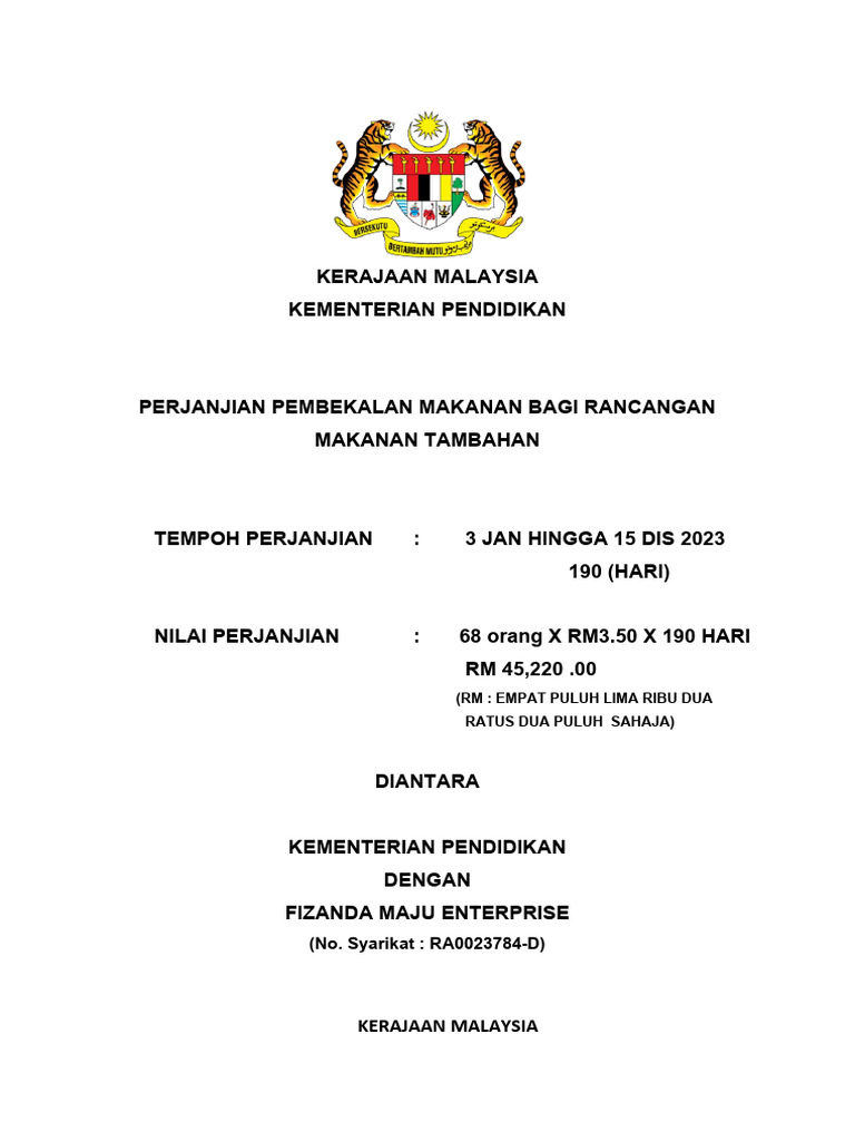 Perjanjian Rmt 2023 | PDF