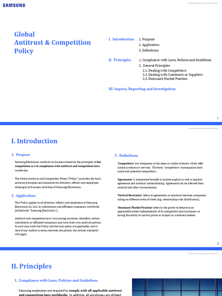 Samsung Global Antitrust Policy Guide | PDF | Competition Law | Price ...