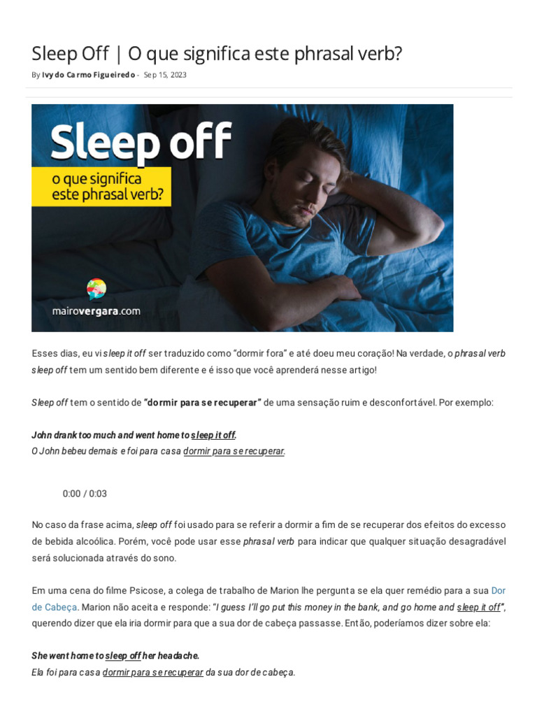 Sleep Off - O Que Significa Este Phrasal Verb - Mairo Vergara | PDF