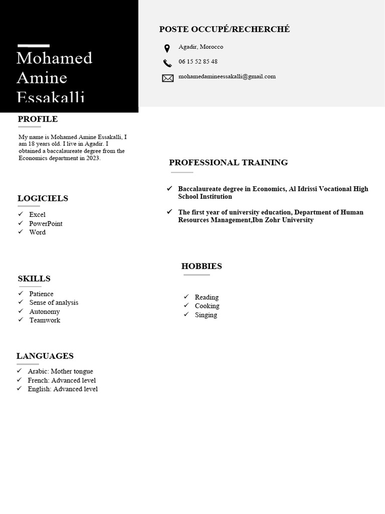 Mohamed Amine Essakalli CV (1) | PDF