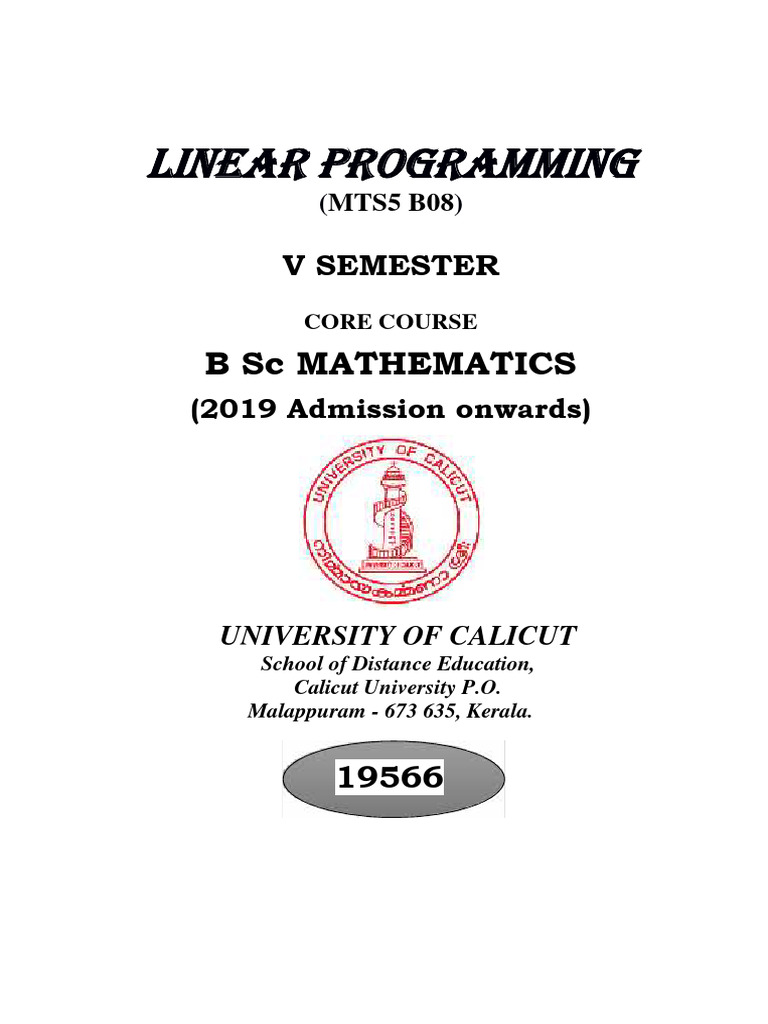 SLM - 19566-B SC - Linear Programming | PDF