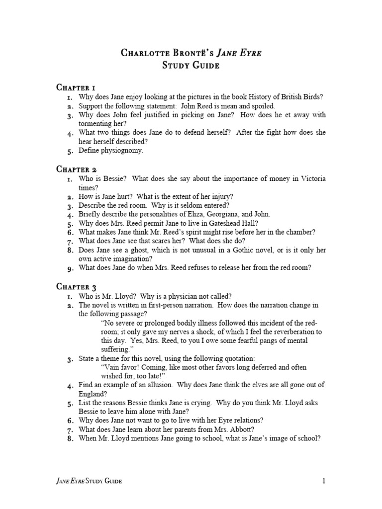 Jane Eyre Study Guide | PDF
