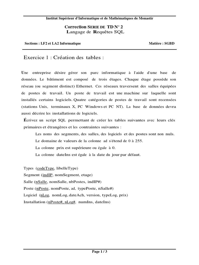 TP1-SQL Correction | PDF