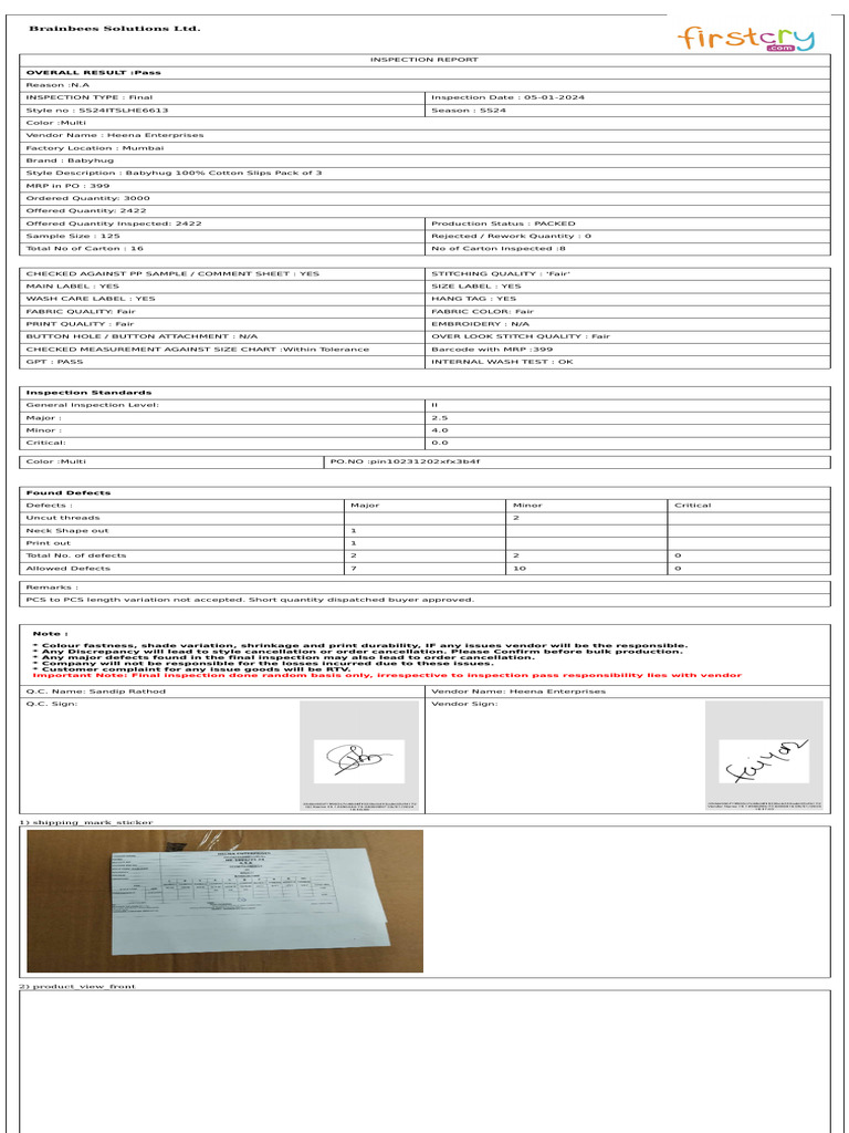 Heena Enterprises Final Pass SS24ITSLHE6613 | PDF | Textiles