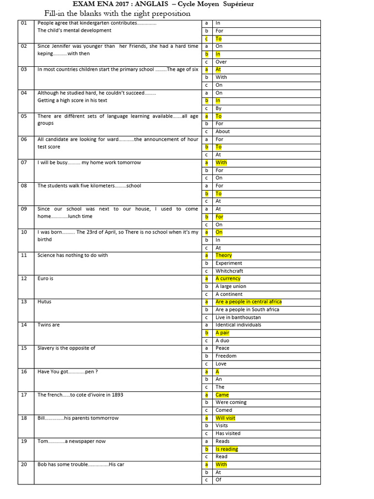 Exam Ena 2017 Anglais Cms Corr | PDF