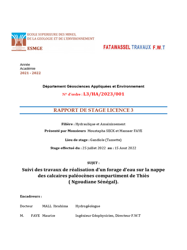Rapport SECK - FAYE VF | PDF