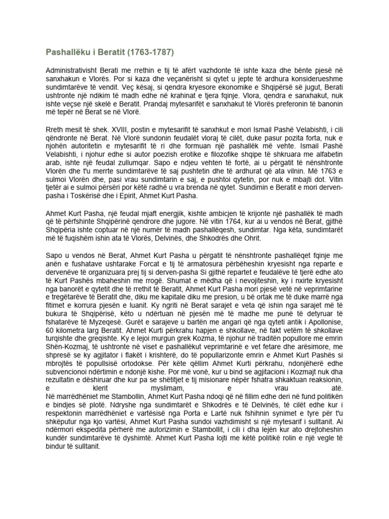 Pashallëku I Beratit | PDF