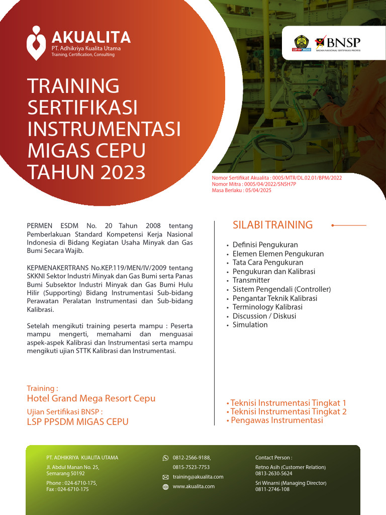 Training Sertifikasi Instrumentasi Migas | PDF