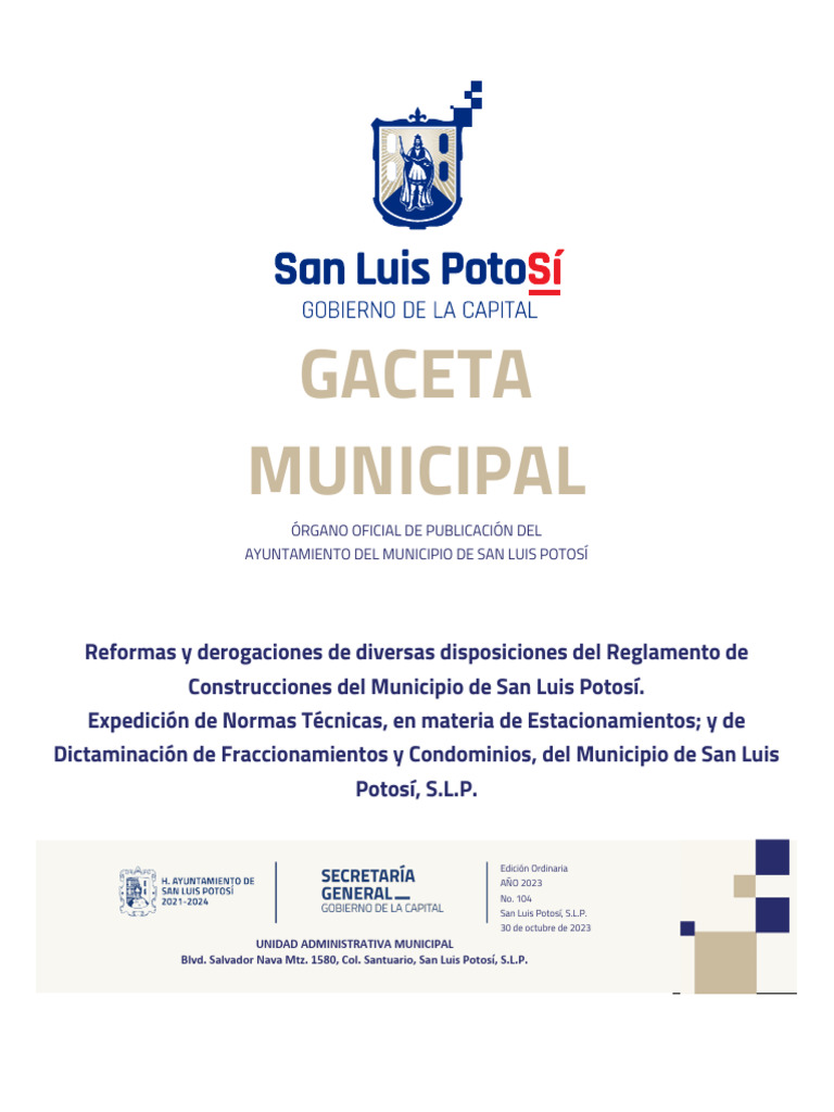 Gaceta Municipal: Órgano Oficial de Publicación Del Ayuntamiento Del Municipio de San Luis ...