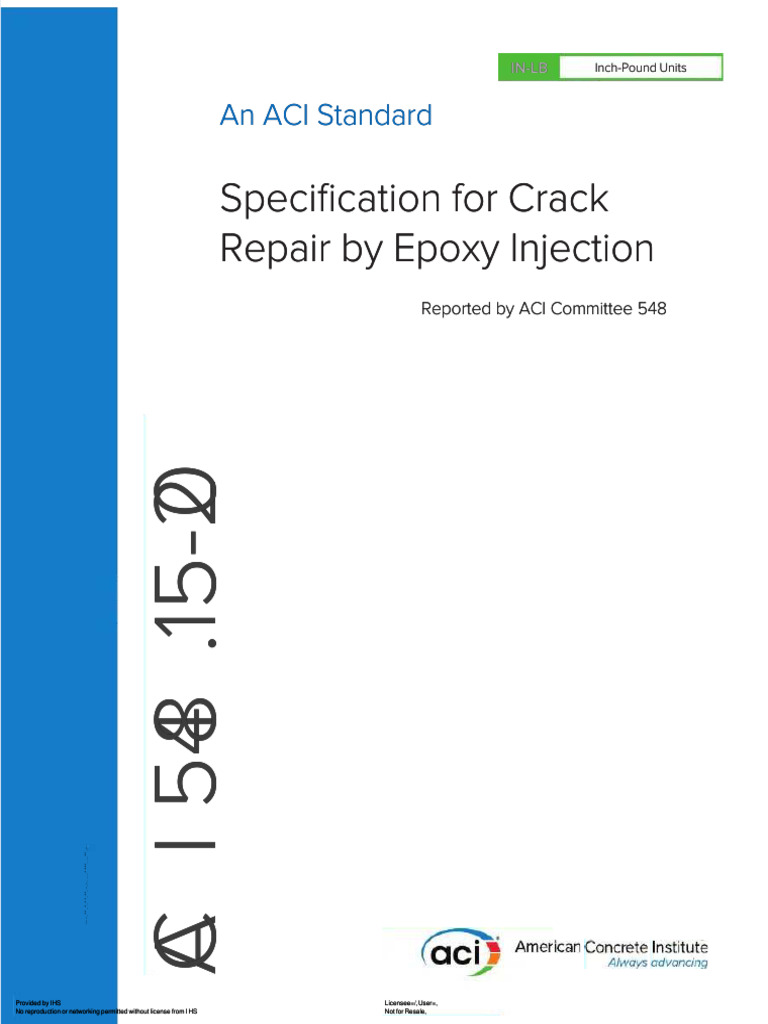 PDF Specification For Crack Repair by Epoxy Injection An Aci Standard ... PDF Specification For Crack Repair by Epoxy Injection An Aci Standard ...