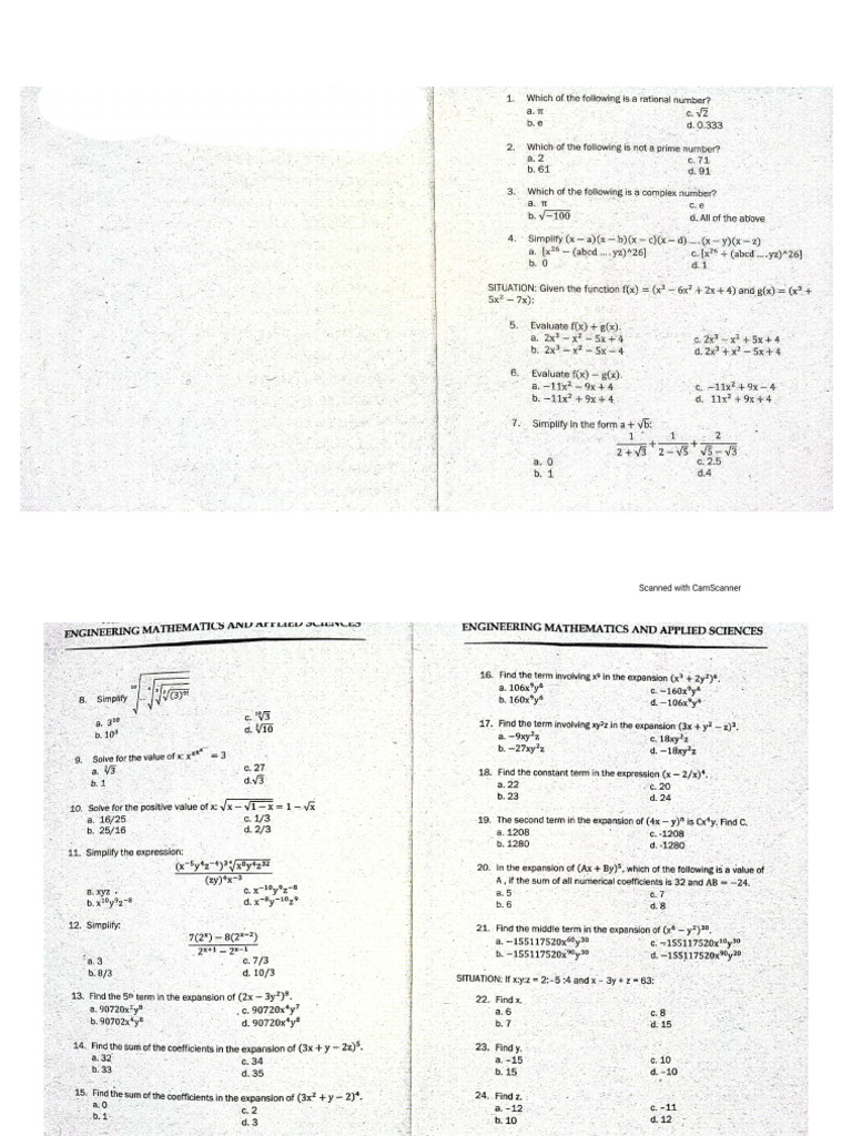 ALGEBRA PROBLEMS | PDF