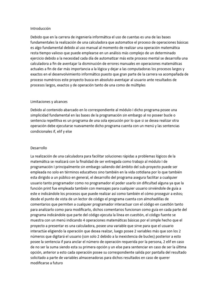 Informe Modulo I Programacion | PDF