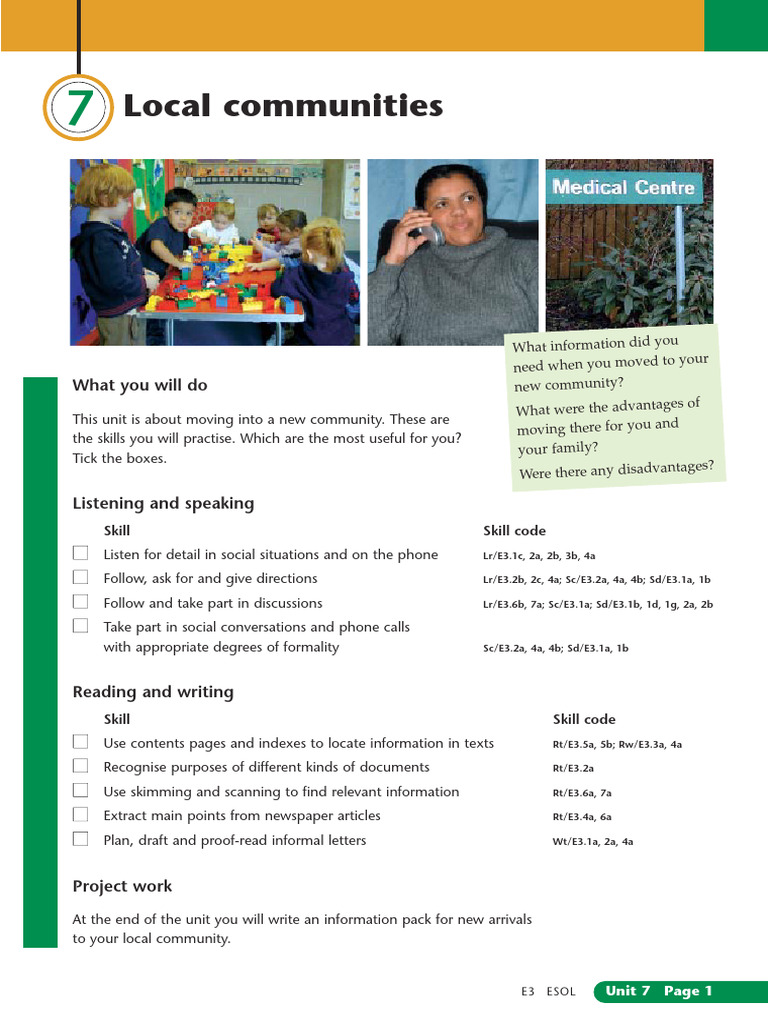 Esol E3 Unit 7 | PDF