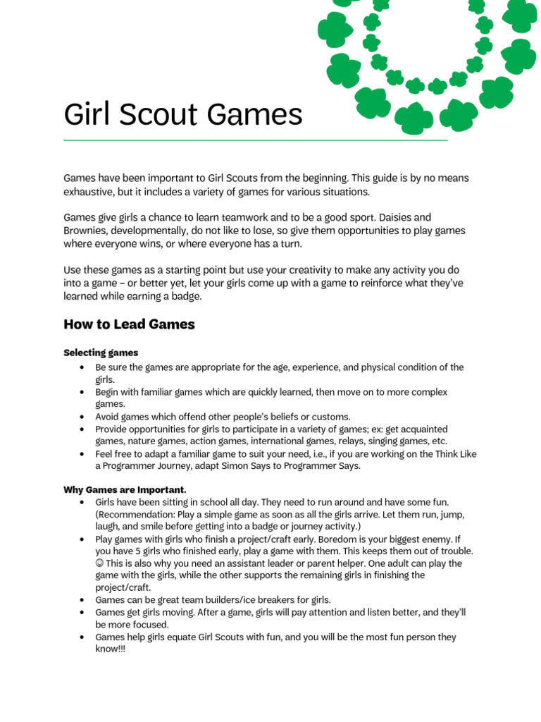 Girl Scout Games 2021 | PDF