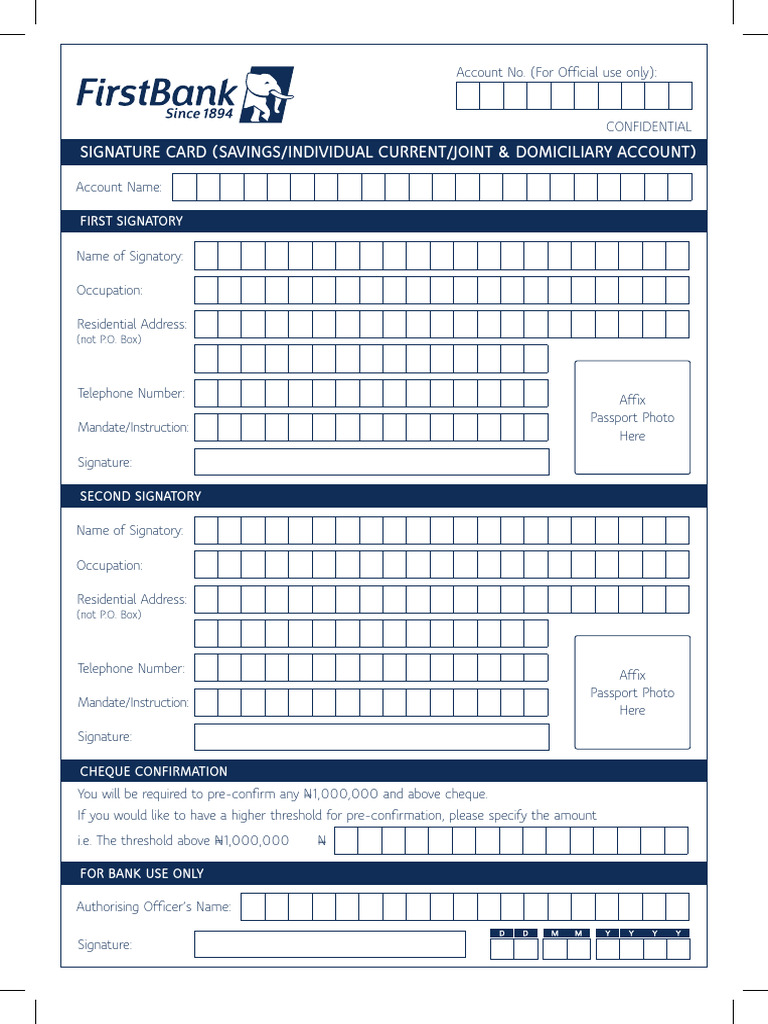 Signature Card and Cheque Confirmation | PDF