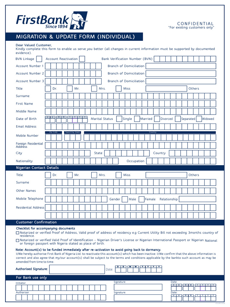 BVN Update and Account Reactivation Form | PDF