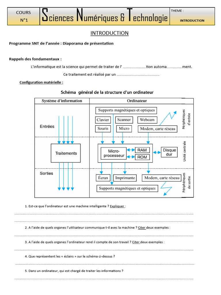 Introduction aux Sciences Numériques SNT | PDF | Programme informatique ...