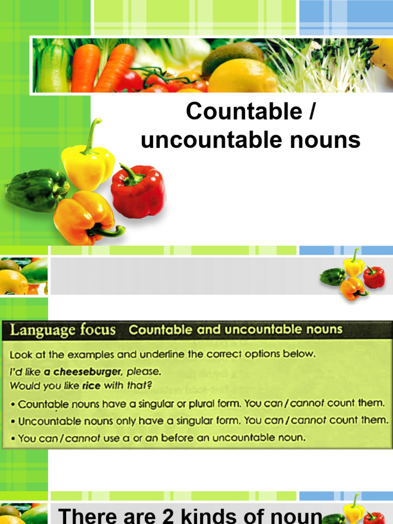 Countable and Uncountable Nouns Guide | PDF | Noun | Plural