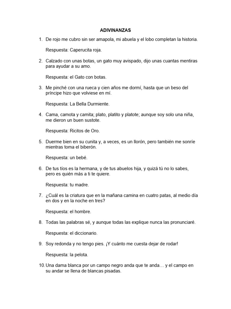 15 Adivinanzas y 15 Refranes | PDF