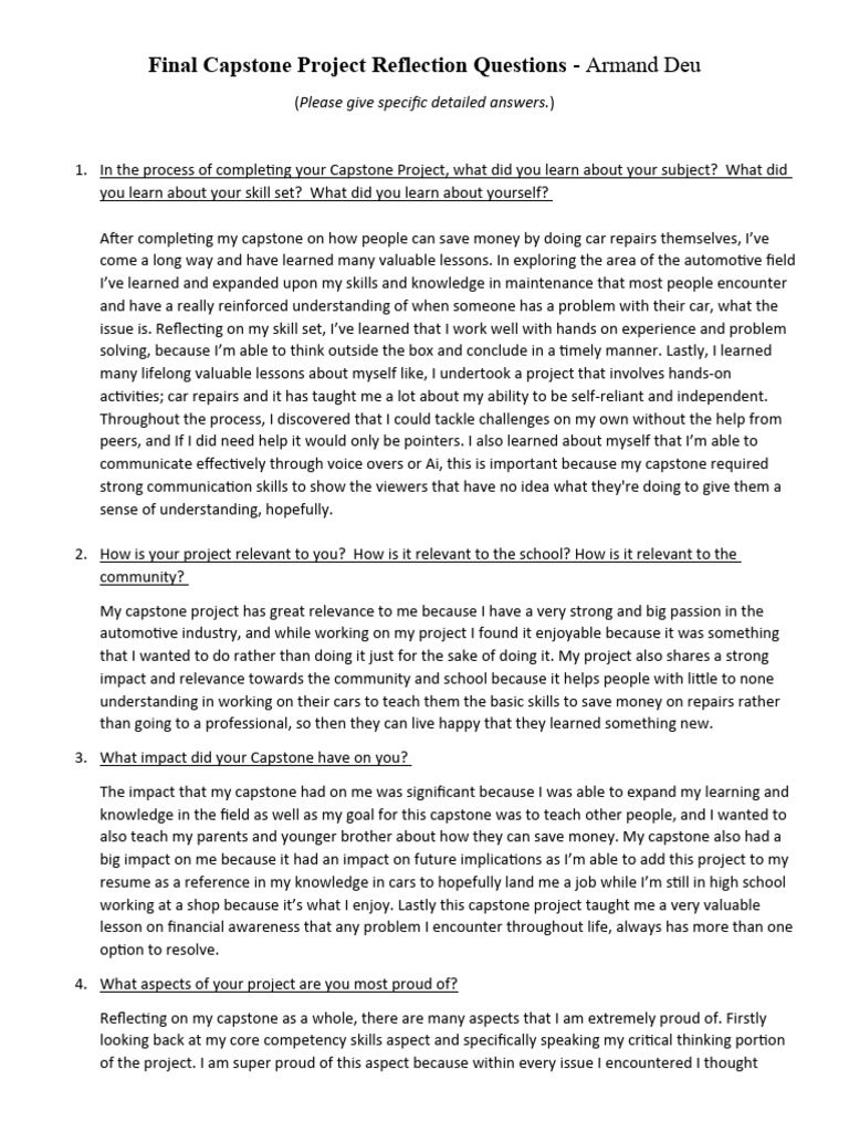 Capstone Final Reflection Ye | PDF