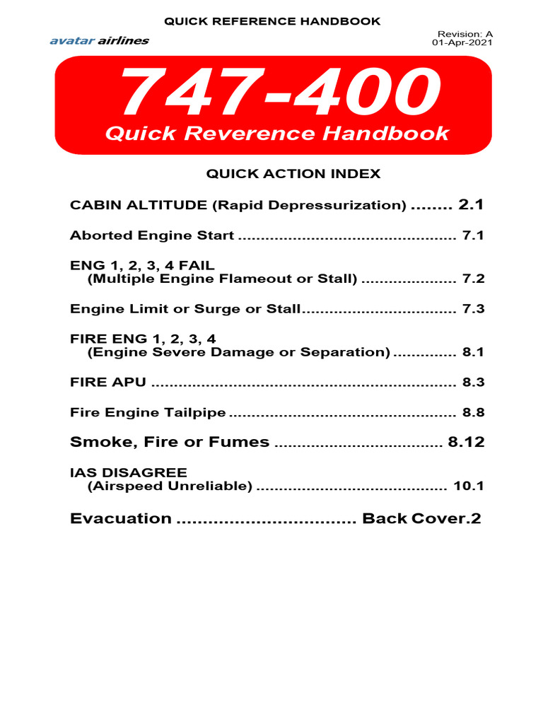 QRH 747-400 | PDF | Aviation Safety | Transport