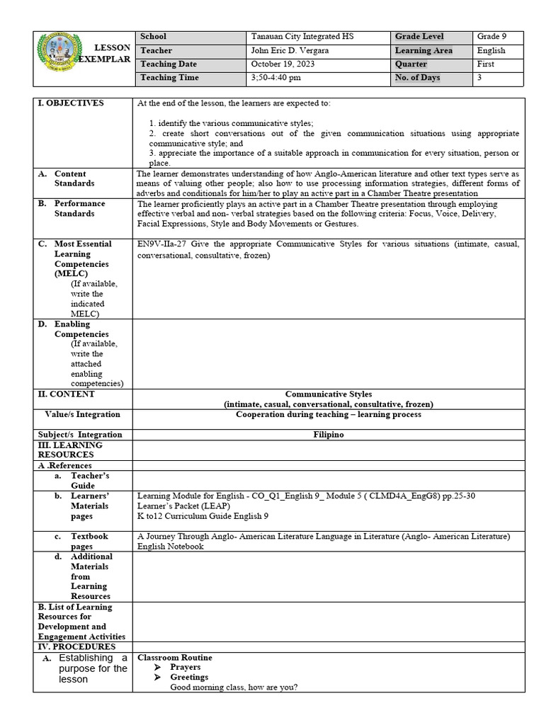 Municative Styles | PDF | Learning | Communication